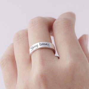Personalized Engraved Handwriting Ring Wide Handwriting Band - Etsy