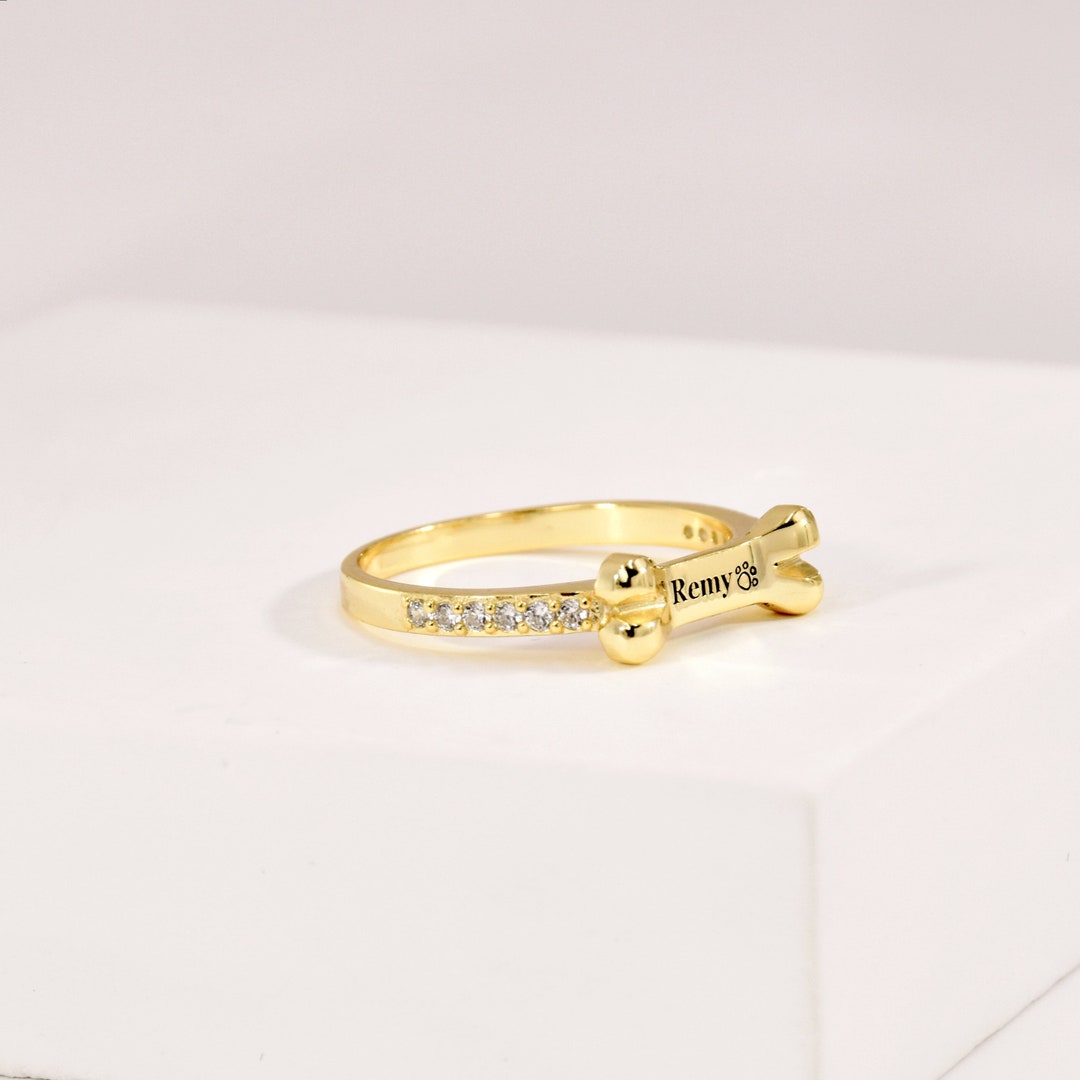 Zircon Stone Dog Memorial Ring • Sterling Silver Customized ...