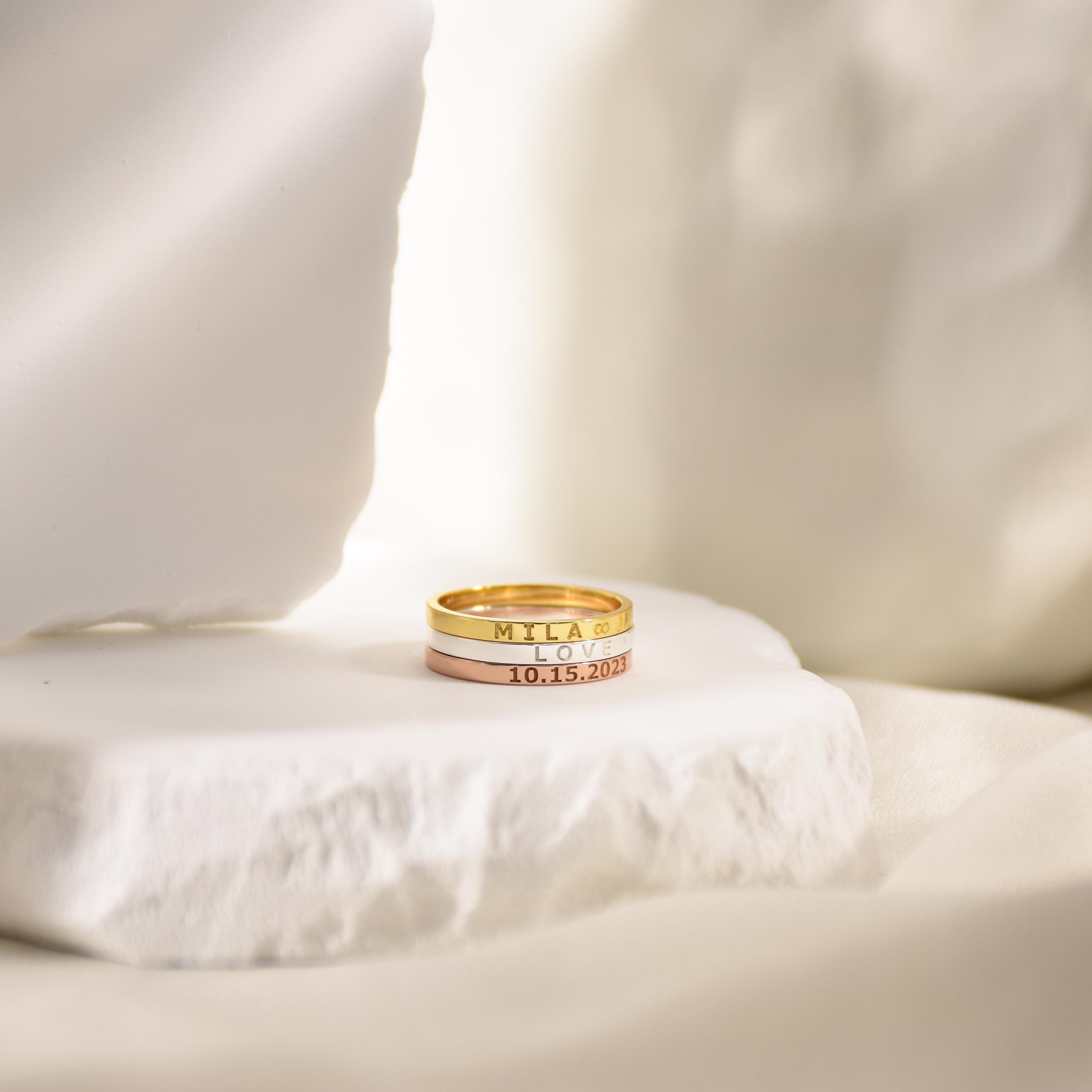 Personalized Sterling Silver Name Ring • Custom Skinny Name Ring ...