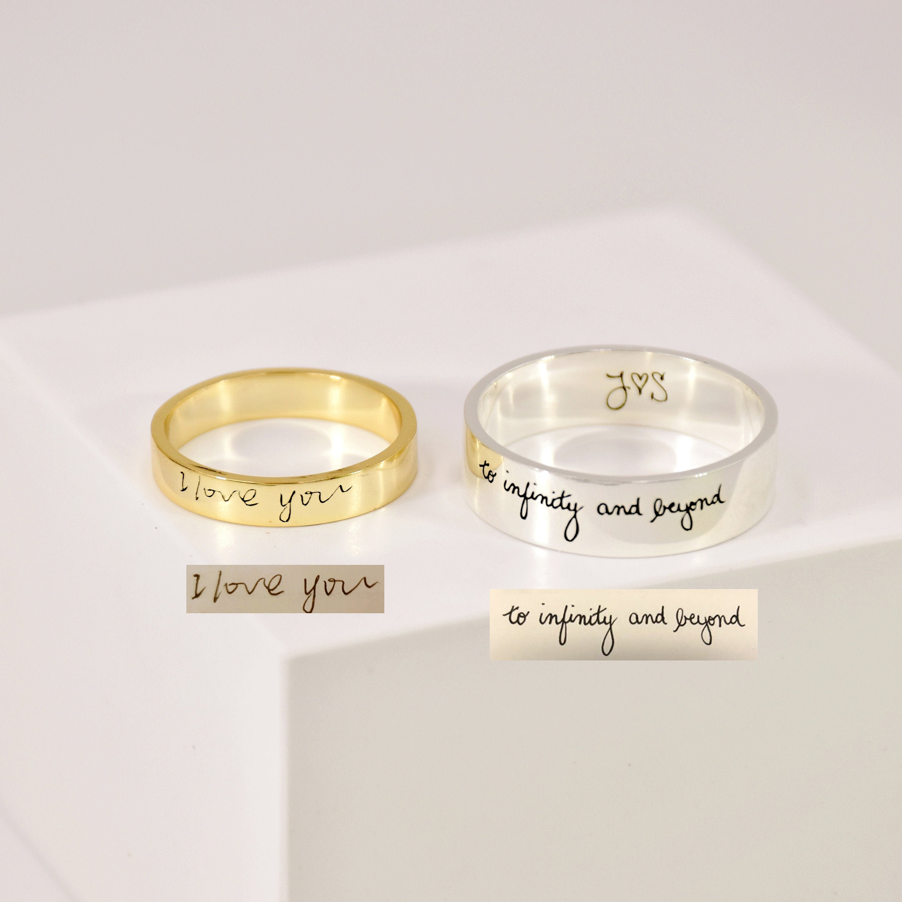 Personalized Engraved Handwriting Ring Wide Handwriting Band - Etsy UK
