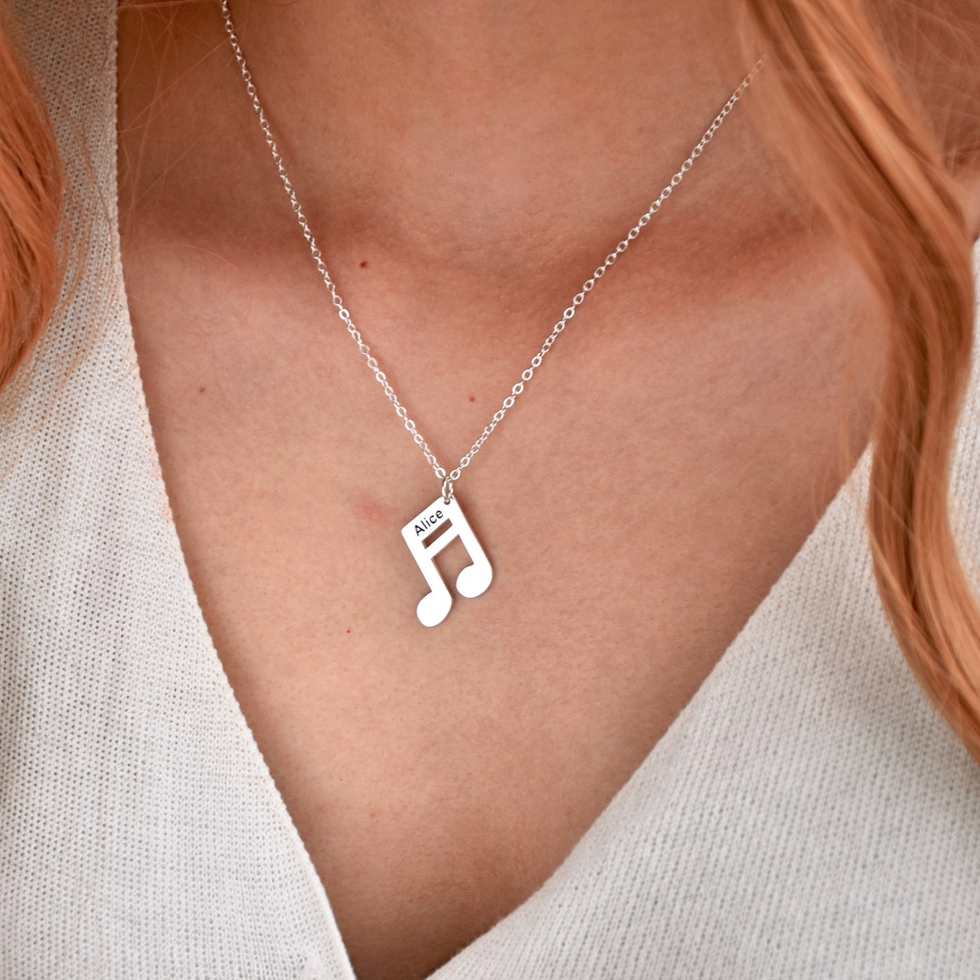 Personalized Music Note Necklace • Custom Music Necklace With Name ...