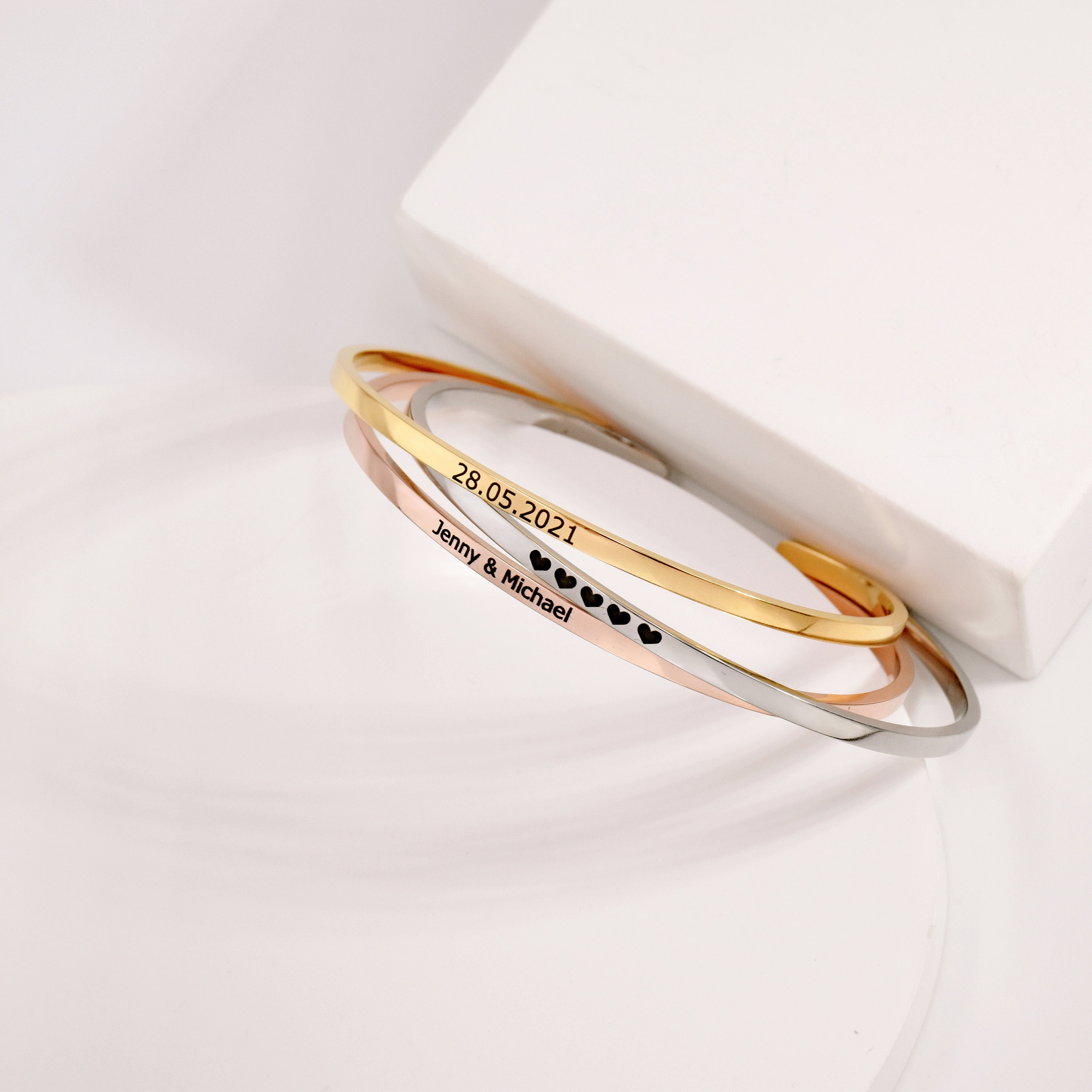 Dainty Engraved Cuff • Personalized Cuff Bracelet • Custom Bangle ...