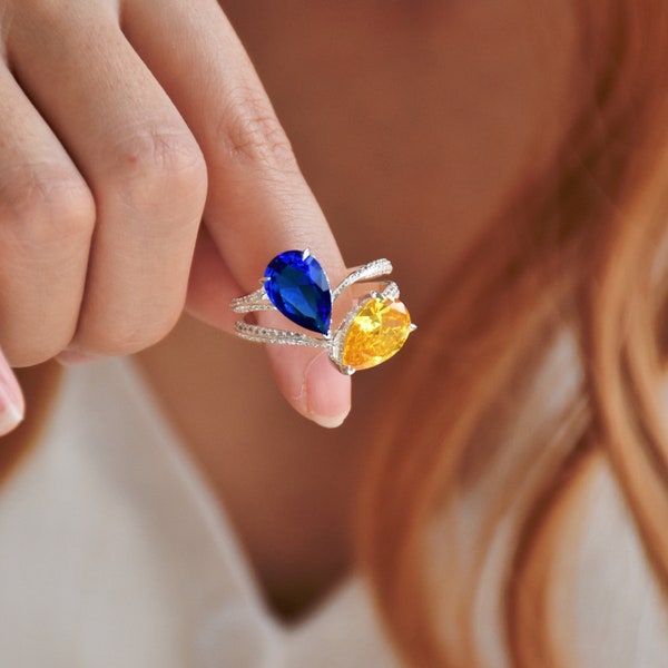 Two Birthstone Ring - Etsy