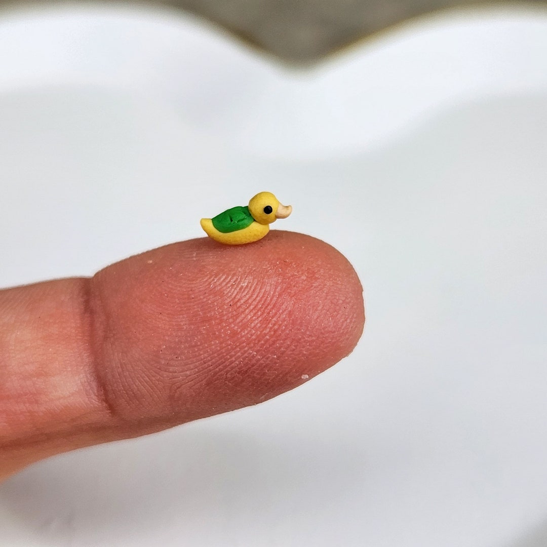 Micro Turtle Duck Sculpture, Mini Duck Figurine, Dollhouse Miniature ...