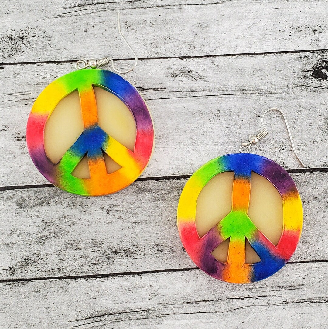 Tie-dye Peace Earrings (glow in the Dark), Peace Sign Earrings, Peace ...