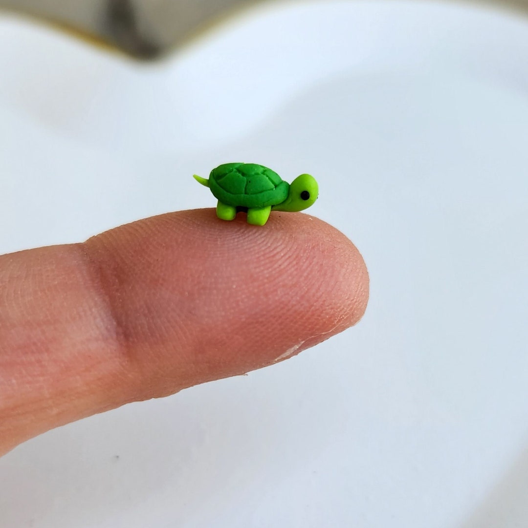 Micro Turtle Sculpture, Mini Turtle Figurine, Dollhouse Miniature ...