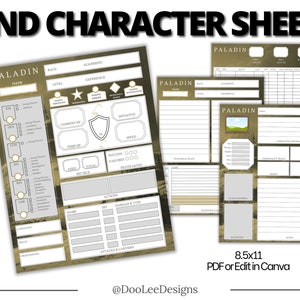 Paladin Editable DND 5E Character Sheet | Edit in Canva | 4 Pages - Etsy
