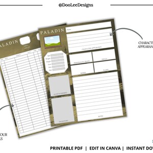 Paladin Editable DND 5E Character Sheet | Edit in Canva | 4 Pages - Etsy