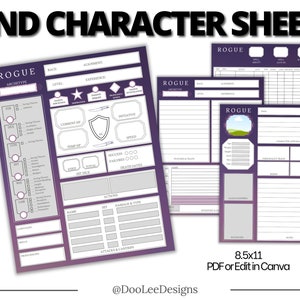 Rogue Editable DND 5E Character Sheet | Edit in Canva | 4 Pages - Etsy