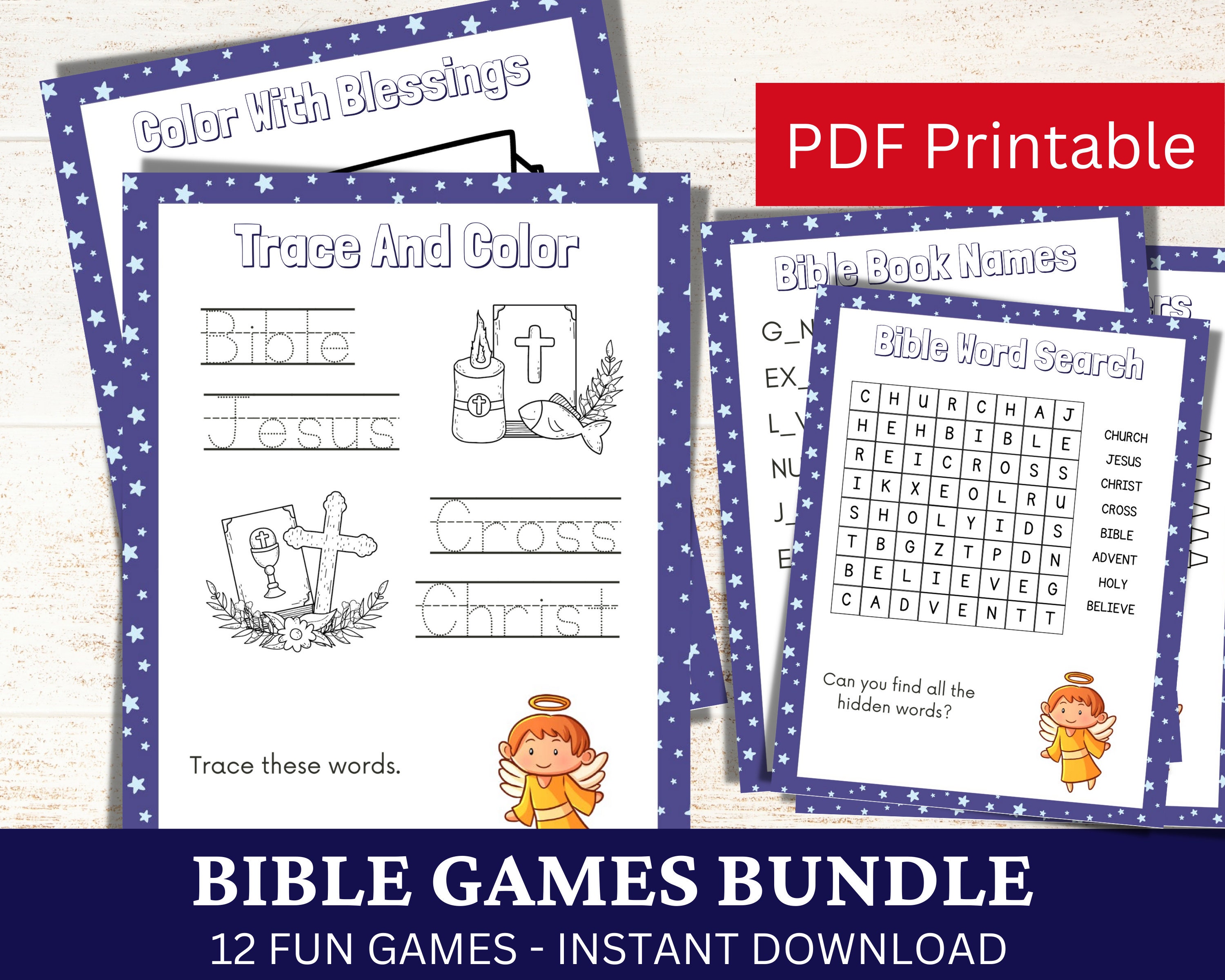 12 Bible Games Bundle Pack for Kids, Church Youth Gathering Activity ...