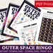 20 Outer Space Bingo Game Card, Fun Solar System Theme Party Activity ...