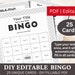 25 Editable Bingo Template PDF, DIY Fillable Bingo Game Cards, Pastel ...