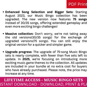 Music Bingo Sets Bundle - 100 Unique Bingo Cards ALL Past and Future ...