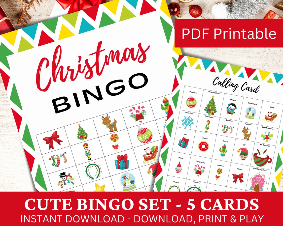 5 Christmas Bingo Game Cards Fun Holiday Party Activity - Etsy Canada