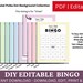 25 Editable Bingo Pastel Violet Template PDF DIY Fillable - Etsy