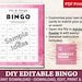 25 Editable Bingo Watercolor Pink Template PDF, DIY Fillable Game Card ...