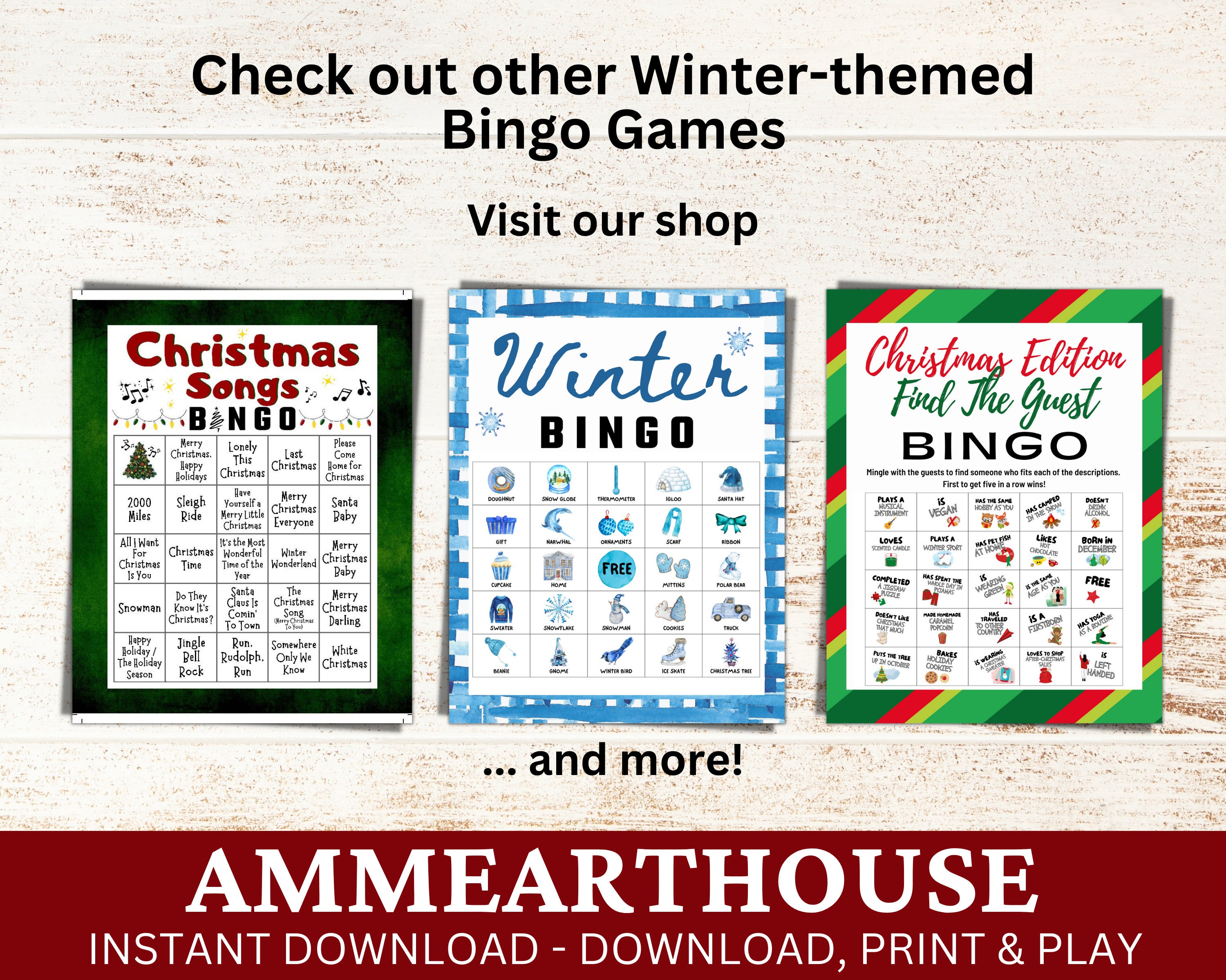 Ugly Christmas Sweater Bingo 100 Cards, Winter Family Game Printable ...