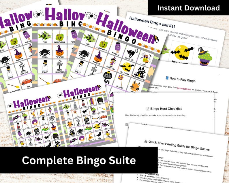 Bingo de Halloween (50 cartones), actividad espeluznante para niños ...