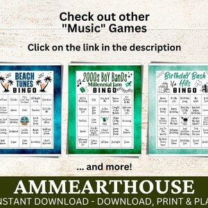 Camping Songs Bingo 50 Card, Summer Journey Music With Playlist Game ...