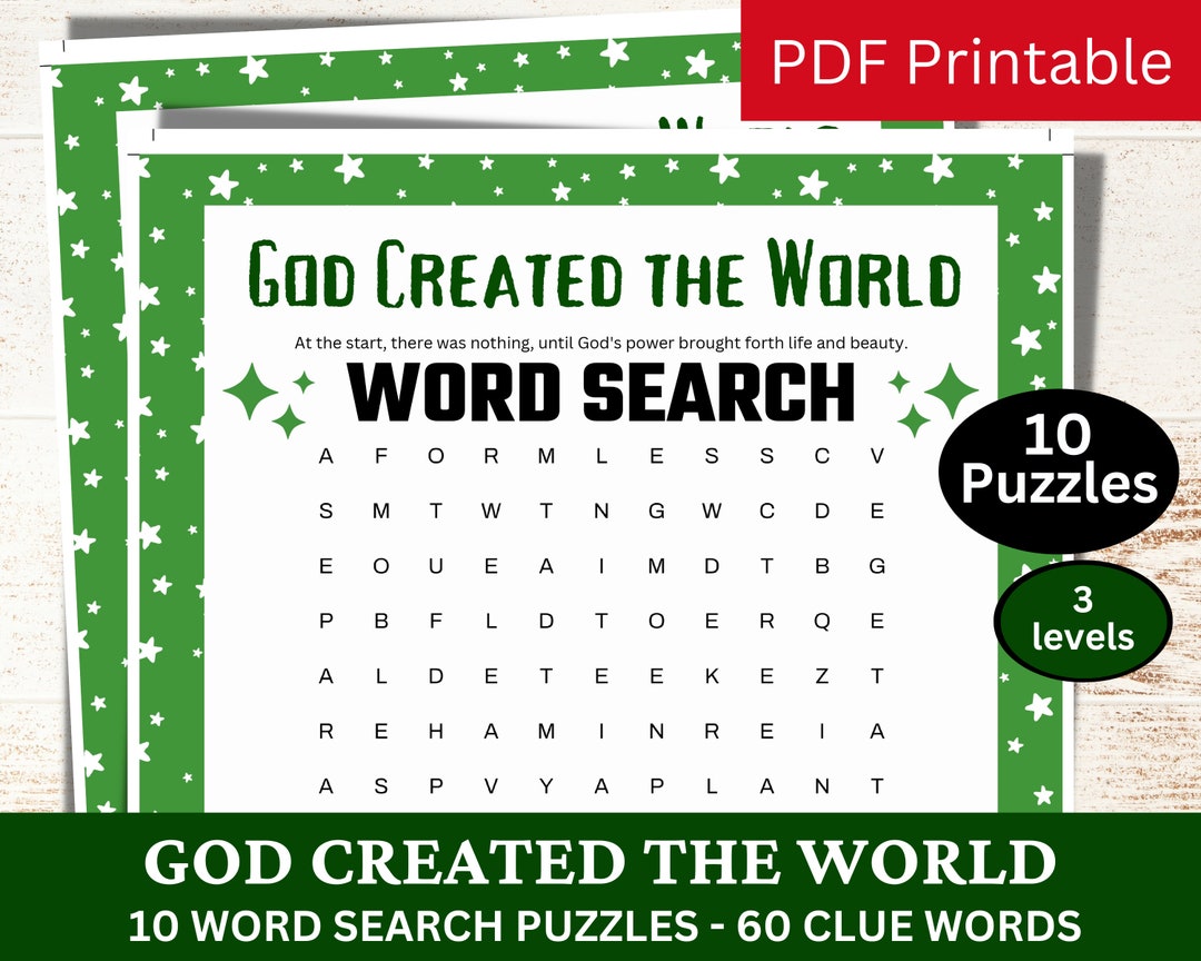 10 Bible Stories Themed Word Search Puzzle Games, Church Youth Activity ...