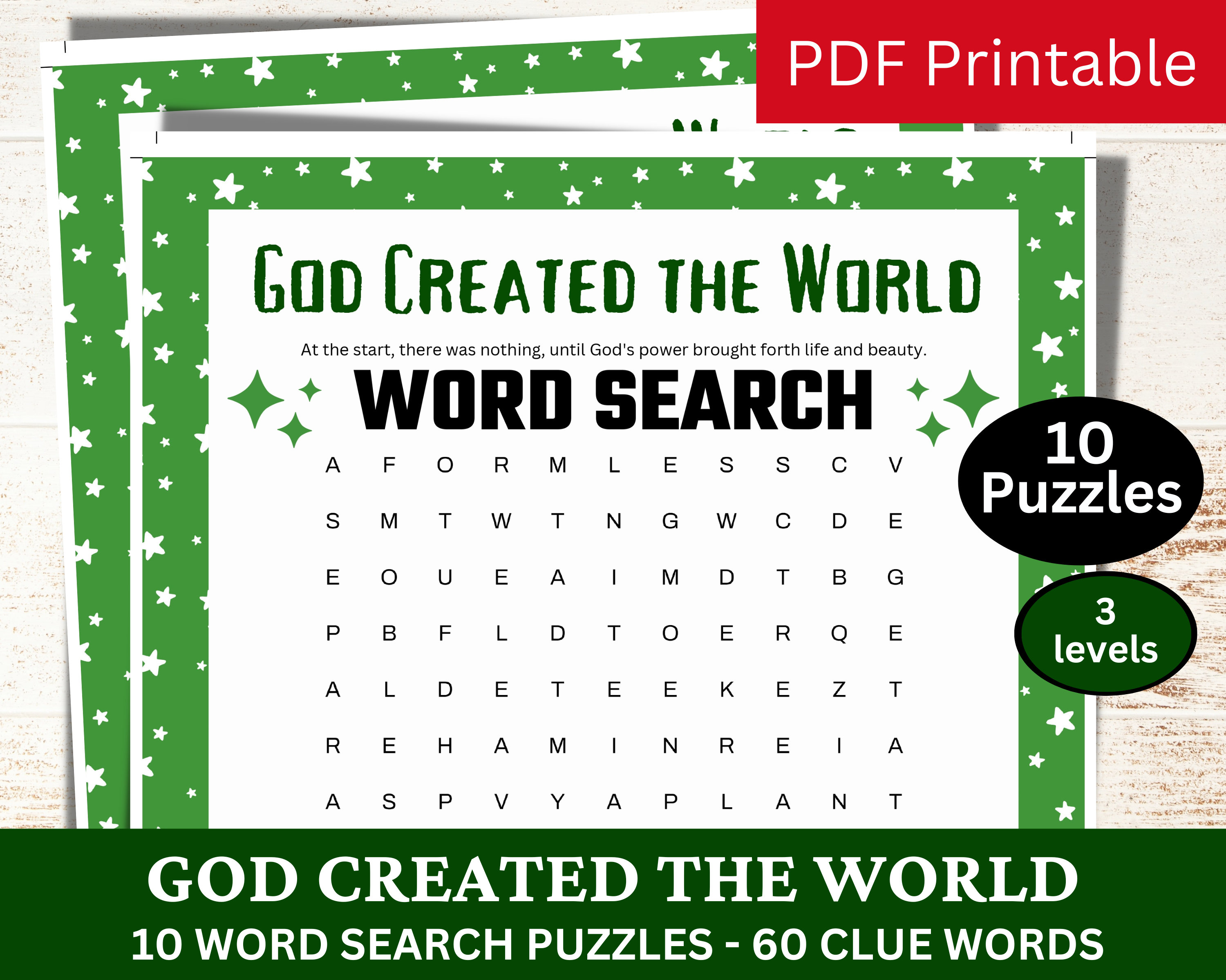 10 Bible Stories Themed Word Search Puzzle Games, Church Youth Activity ...