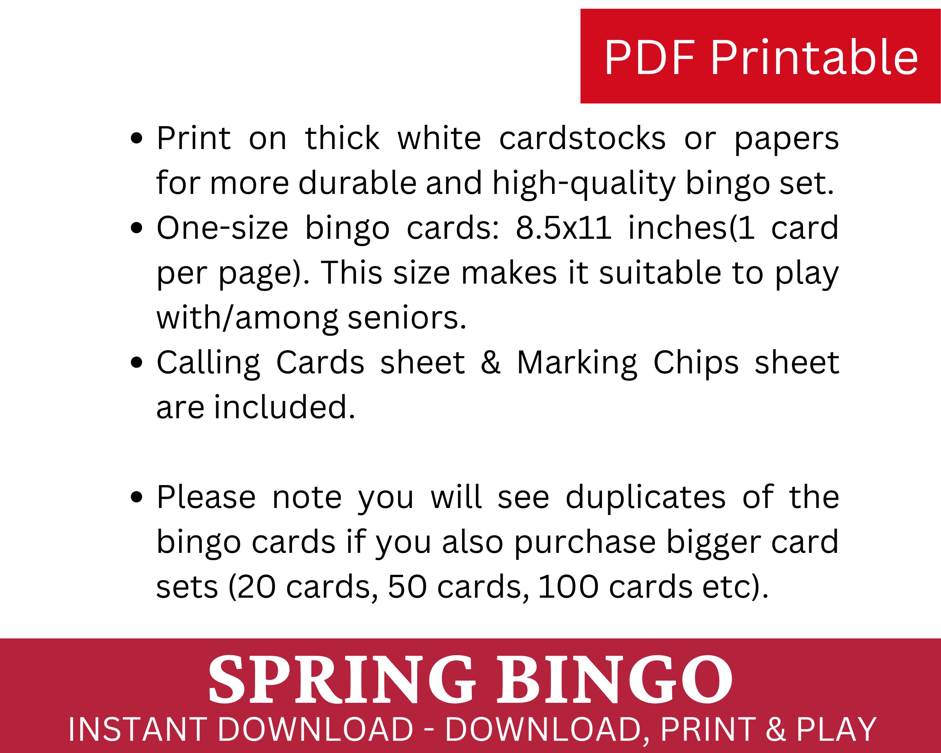 5 Spring Bingo Game Cards, Springtime Season Activity, Classroom Game ...