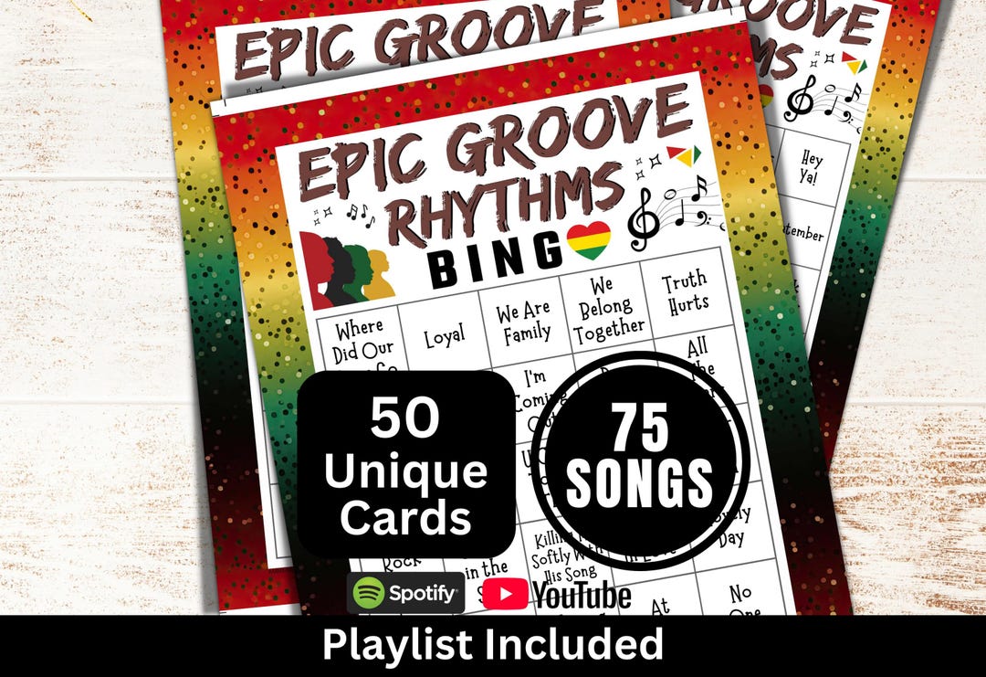 Black History Month Songs Bingo 50 Cards, Office Holiday Gathering ...