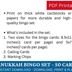 50 Hanukkah Bingo Game Card, Printable Party Activity for Kids, Teen ...