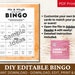 50 Editable Bingo Watercolor Orange Template PDF, DIY Fillable Game ...