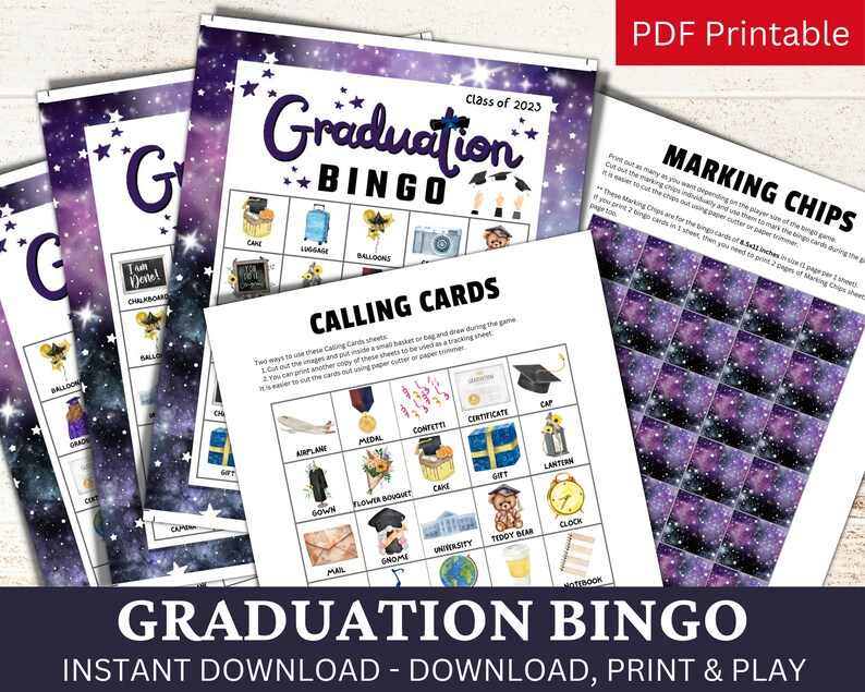 50 Graduation Bingo Game Card, Class of 2023 Themed Activity, Student ...
