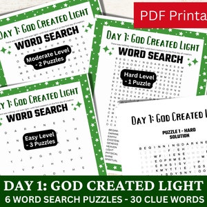 6 Bible Stories Themed Word Search Puzzle Games, Church Youth Activity ...