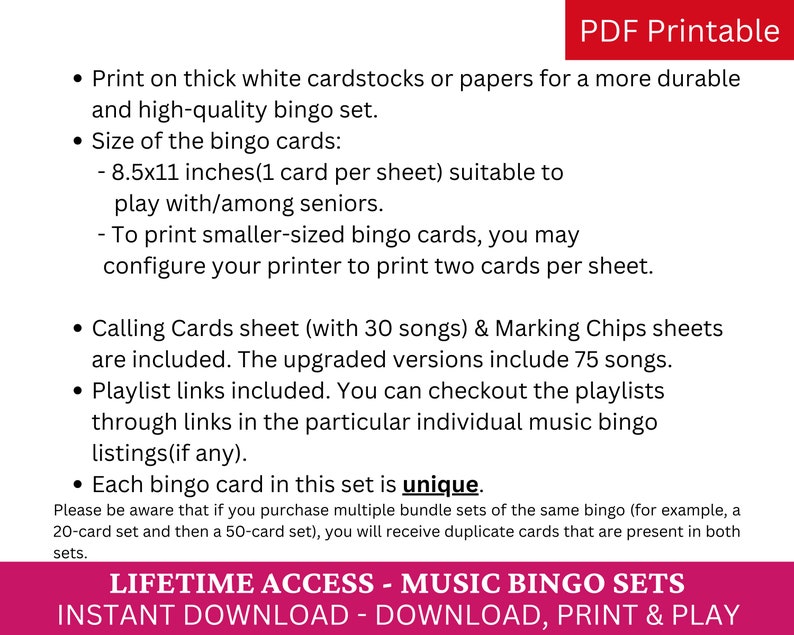 Music Bingo Sets Bundle 100 Unique Bingo Cards ALL Past and Future ...