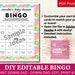 100 Editable Bingo Colorful Pastel Themed Template PDF, DIY Fillable ...