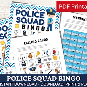 20 Police Squad Bingo Game Card, Police Party Theme Activity, Fun ...