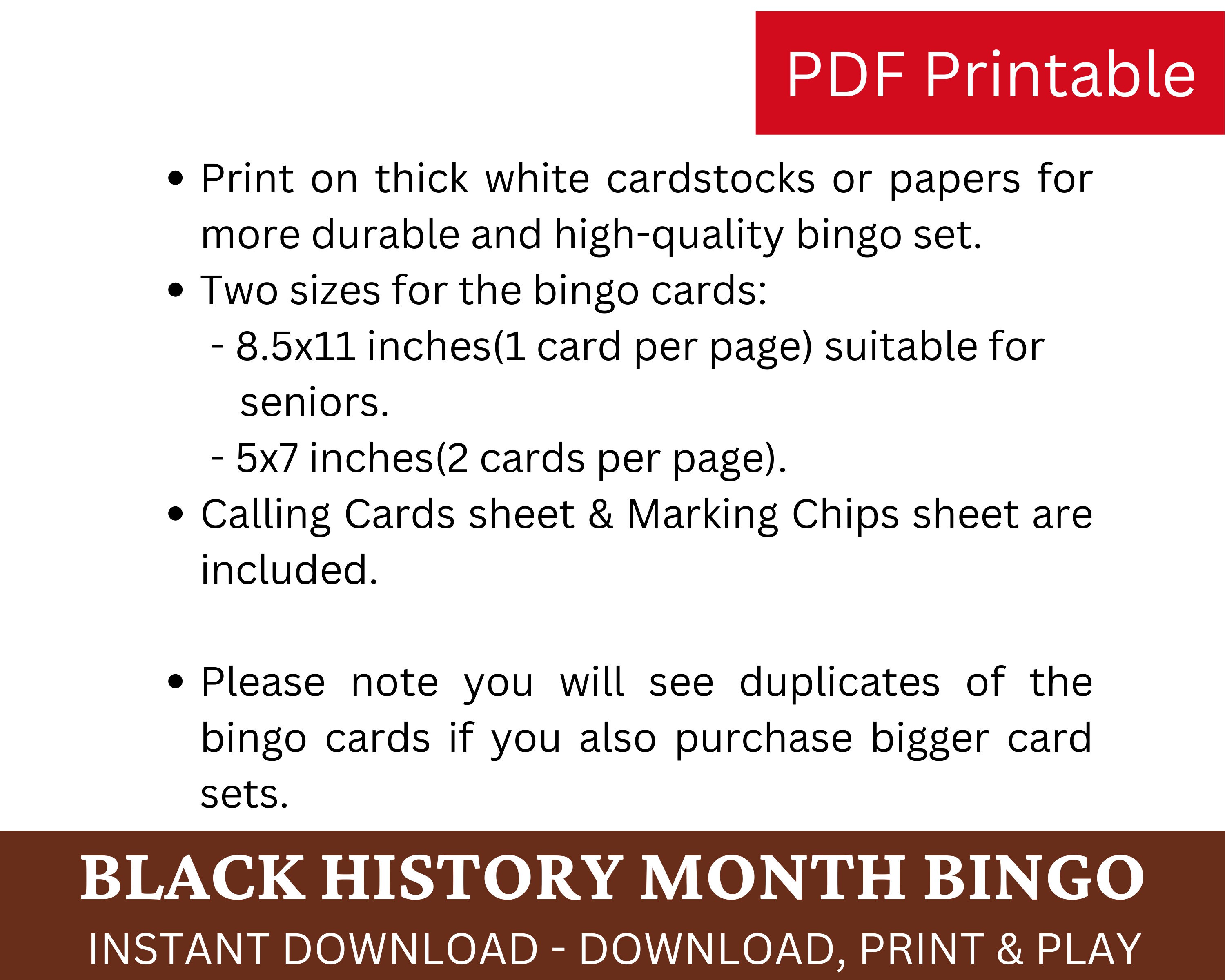 50 Unsung Heroes Bingo Game Card, Black History Month Theme Class Party ...