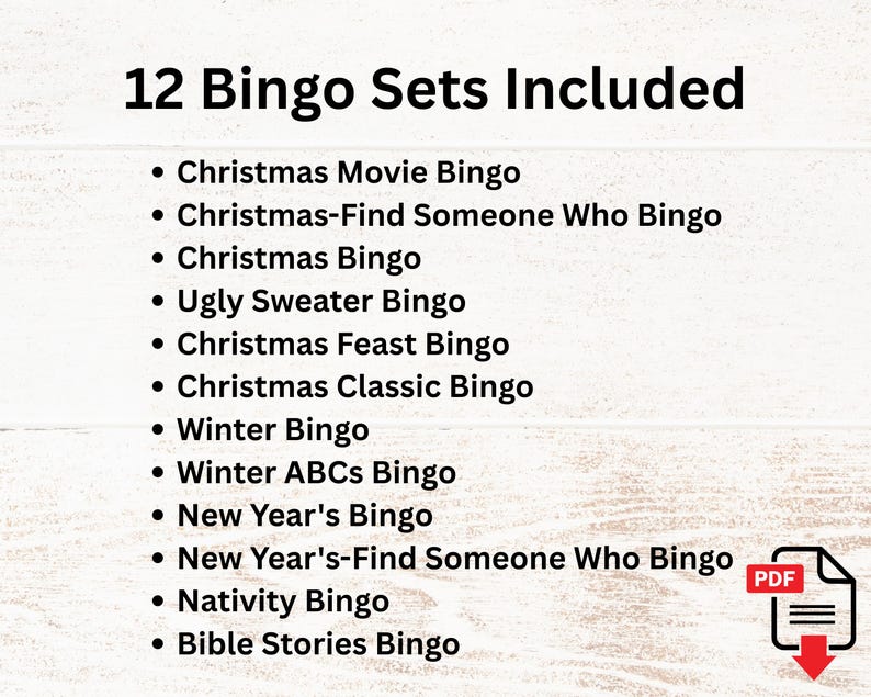 Christmas Holiday Season Bingo Bundle, 200 Cards, 12 Sets Printable ...