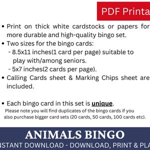 100 Animals Bingo Game Card, Fauna Theme Party Activity for Classroom ...