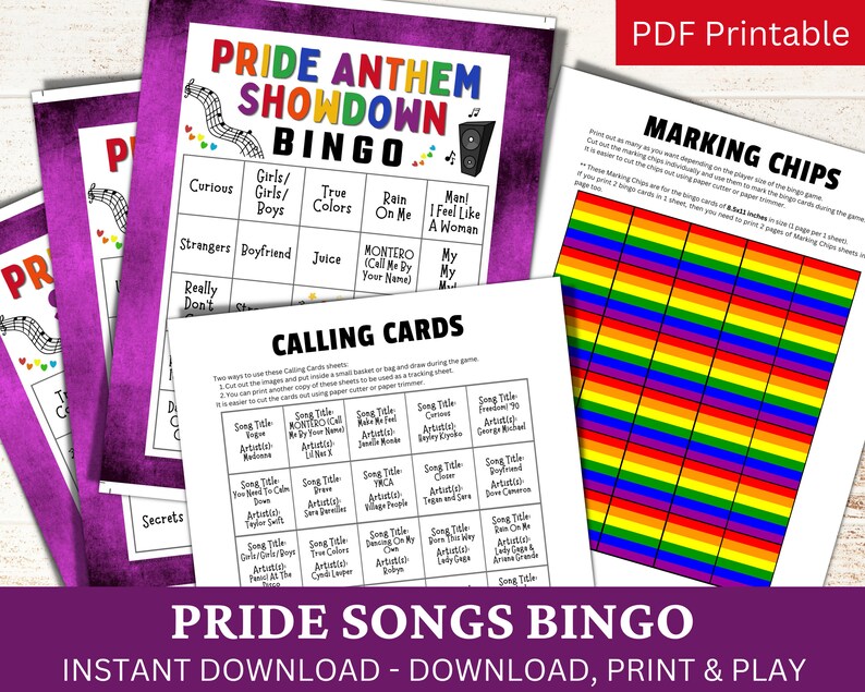 Pride Songs Bingo 20 Card, Community Music Bingo With Playlist, Adult ...