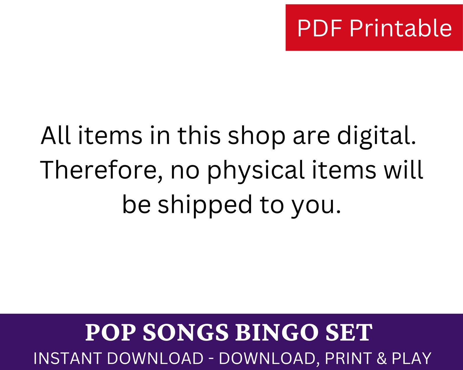 5 Pop Songs Bingo Game Cards, Pop Music Party Activity, Birthday Game ...