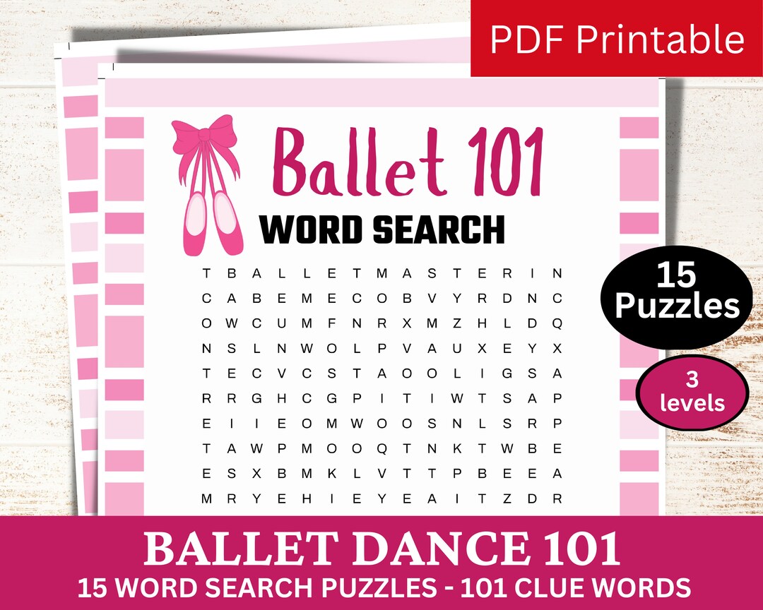 15 Ballet Dance Themed Word Search Puzzle Games, Ballerina Club Lesson ...