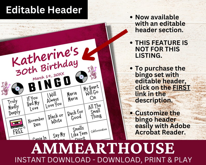 5 Throwback 90s Songs Bingo Game Cards Timeless Music Party - Etsy UK