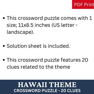 Hawaii Crossword Puzzle Printable Game, Fun Travel Theme Birthday ...