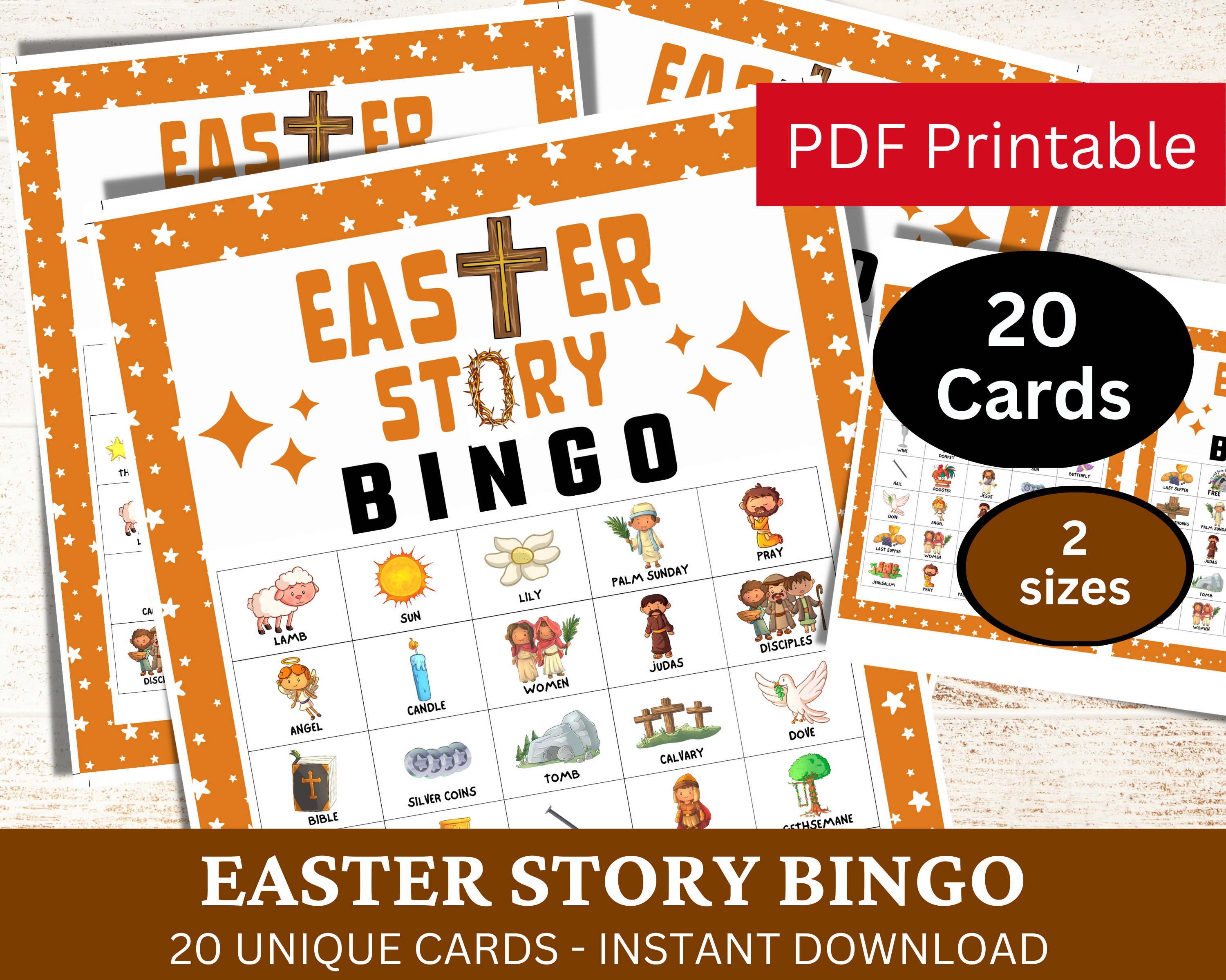 20 Easter Story Bingo Game Cards, Bible Church Youth Gathering Activity ...