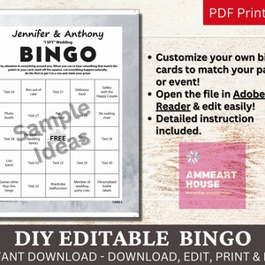 25 Editable Bingo Watercolor Gray Template PDF, DIY Fillable Game Cards ...