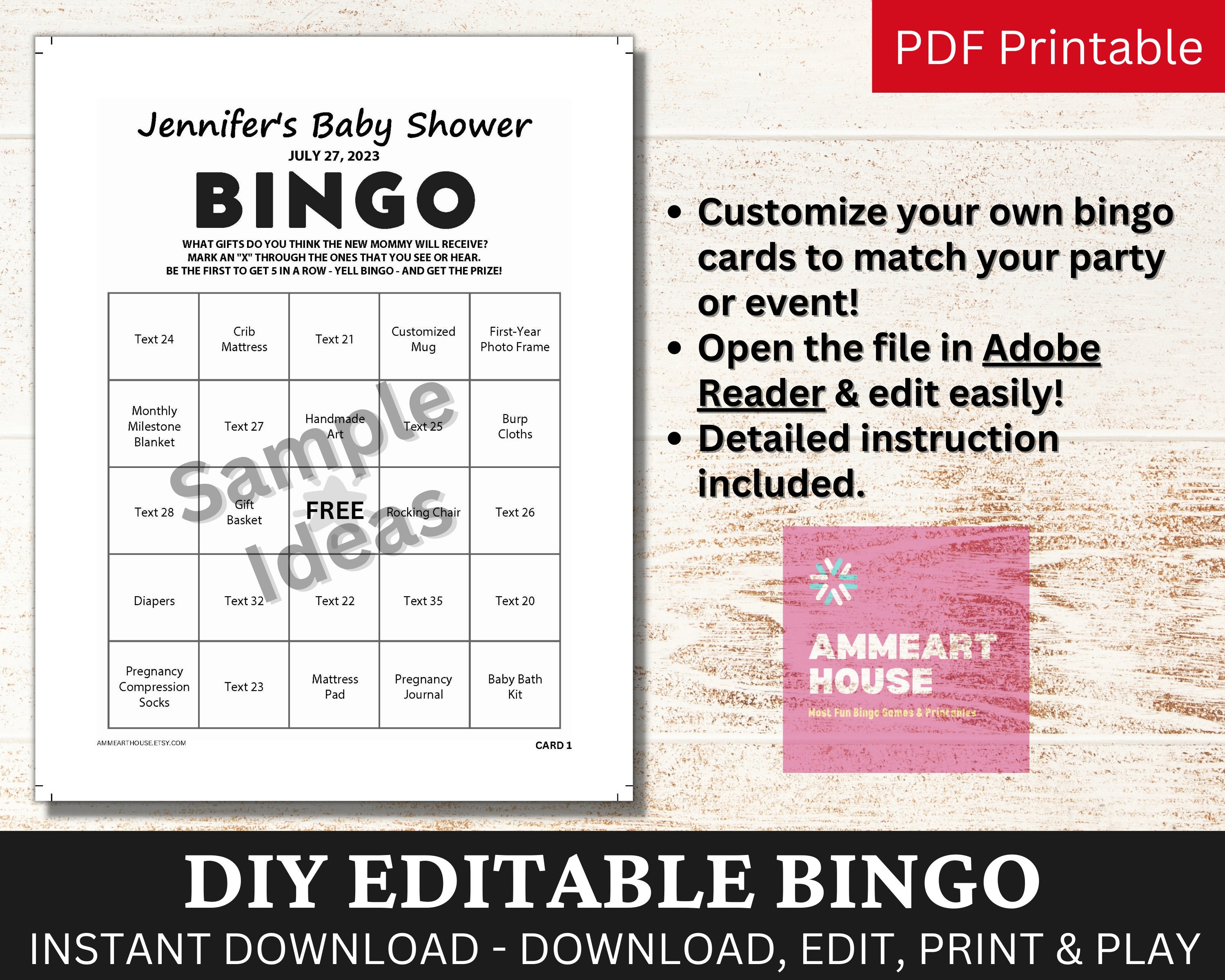 100 Editable Word Bingo Plain Template PDF DIY Fillable - Etsy