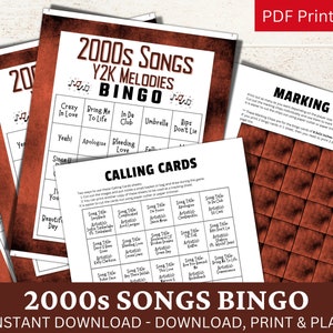 5 2000s Songs Bingo Game, Y2K Family Reunion Party Night, Throwback ...
