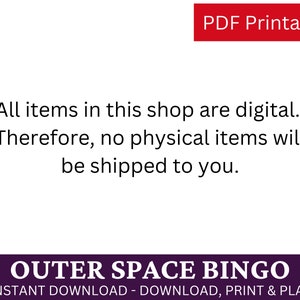 100 Outer Space Bingo Game Card, Fun Solar System Theme Party Activity ...