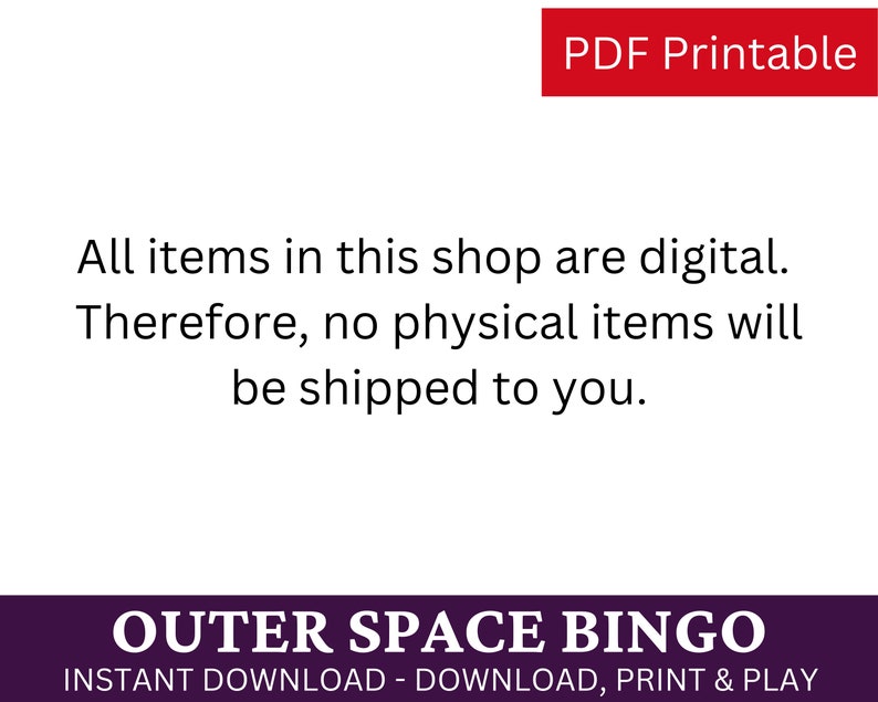 100 Outer Space Bingo Game Card Fun Solar System Theme Party - Etsy