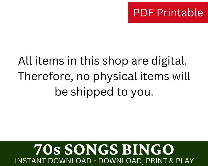 5 Oldie 70s Songs Bingo Game Cards Timeless Music Party - Etsy