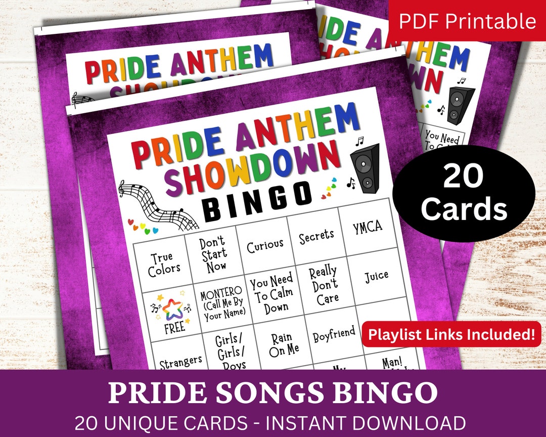 Pride Songs Bingo 20 Card, Community Music Bingo With Playlist, Adult ...